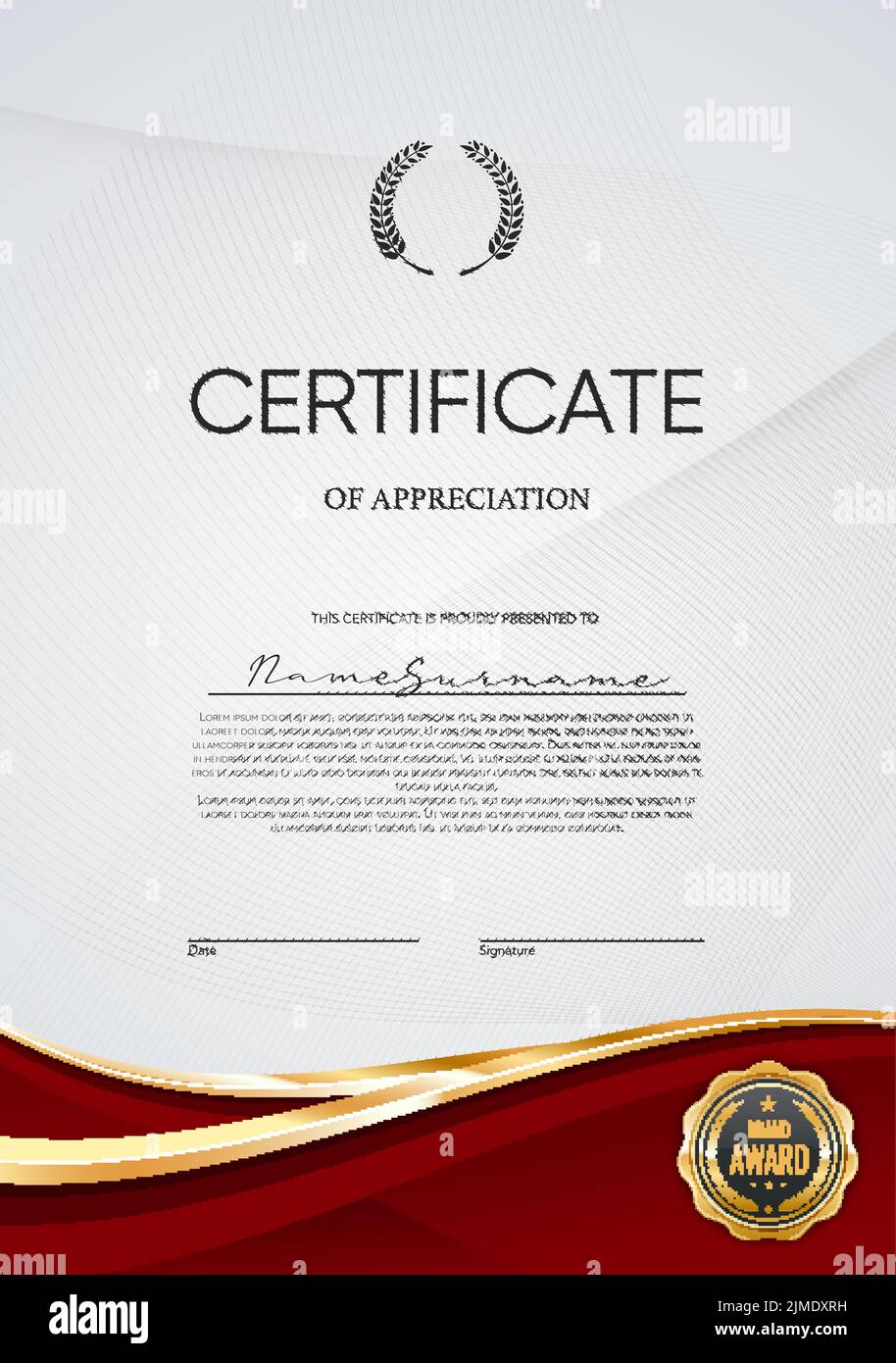 Award certificate of appreciation. Diploma template with vector elegant ...