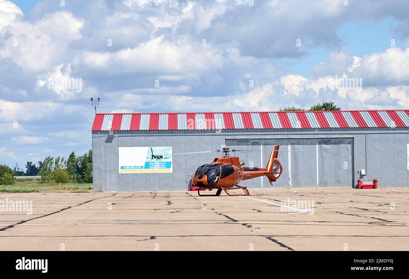 private helicopter is standing on the site Stock Photo - Alamy