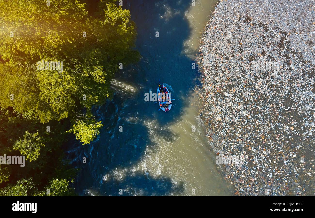 top view of rafting on the river Stock Photo - Alamy