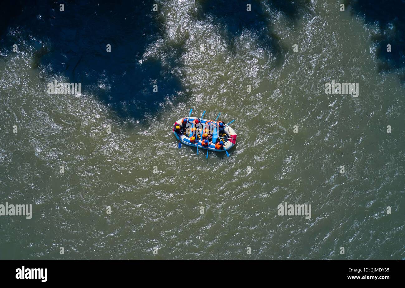 top view of rafting on the river Stock Photo - Alamy
