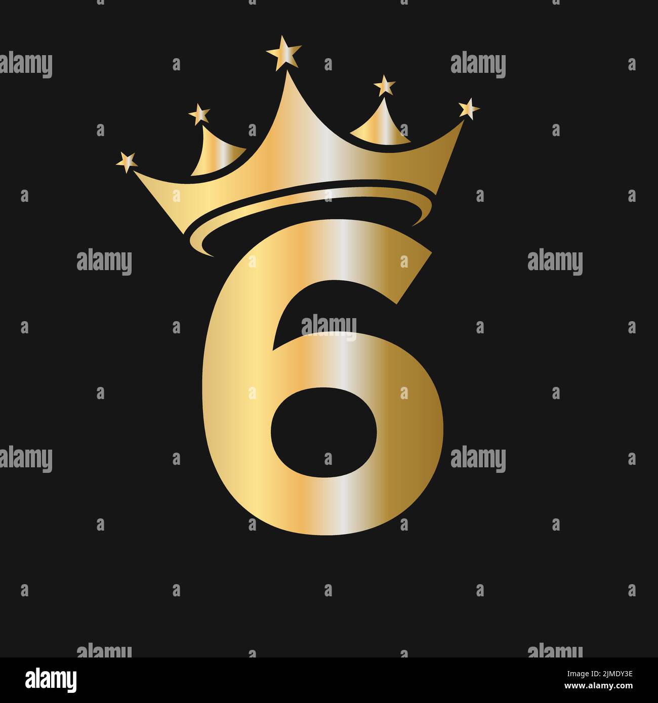 Letter 6 Crown Logo. Crown Logo on Letter 6 Vector Template for Beauty ...