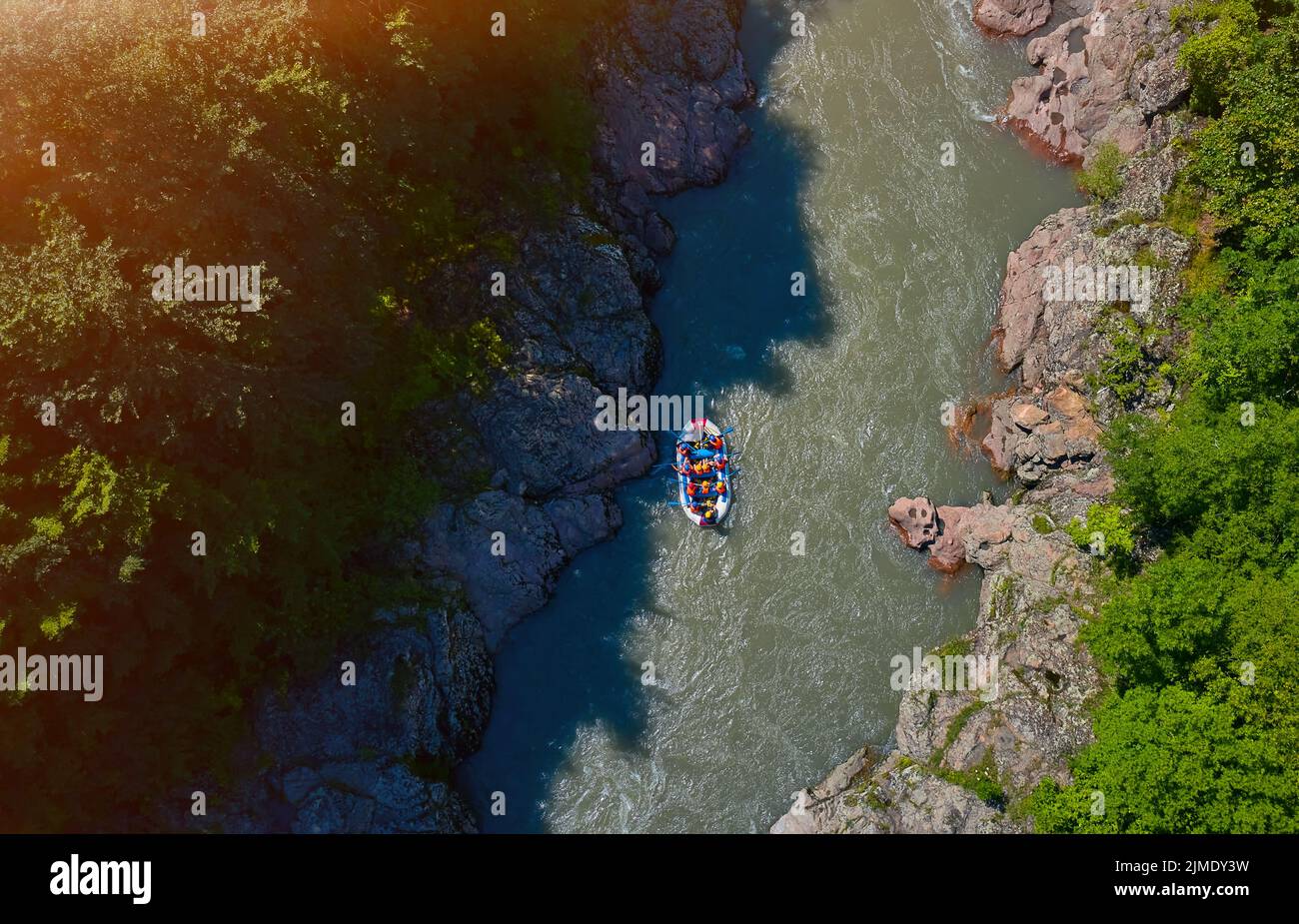 top view of rafting on the river Stock Photo - Alamy