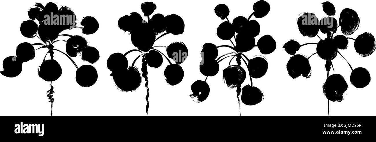 Cute vector set floral Black and White Stock Photos & Images - Alamy