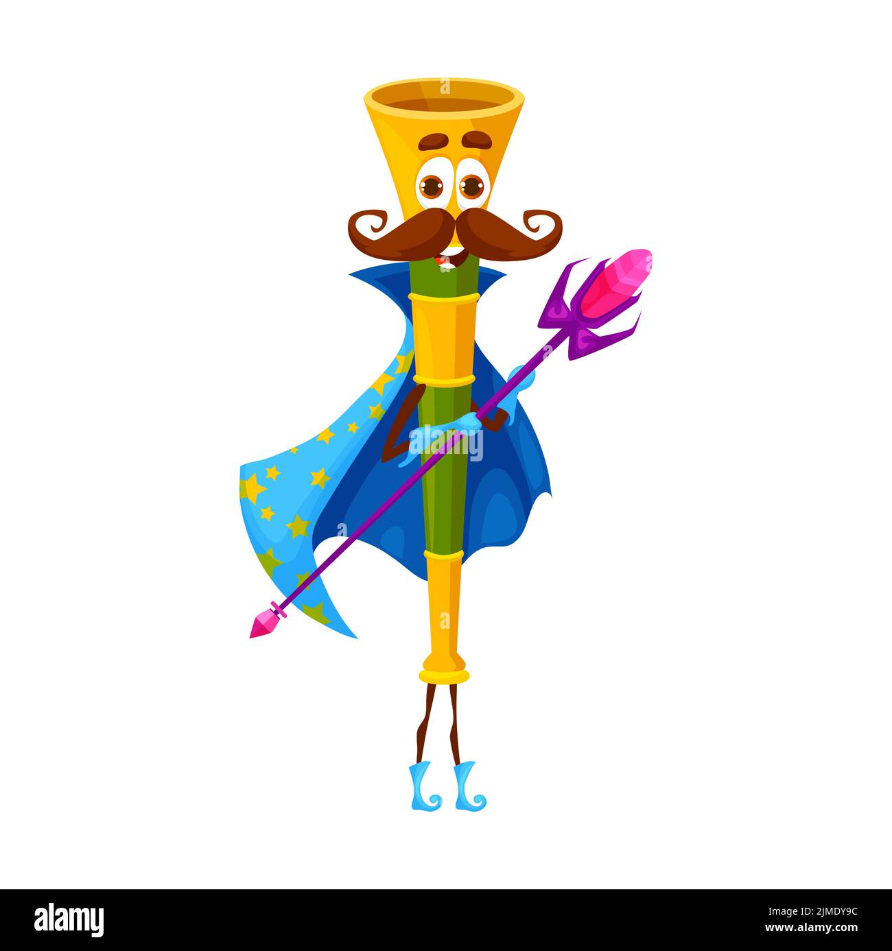 Cartoon vuvuzela wizard character. Isolated vector magician musical ...
