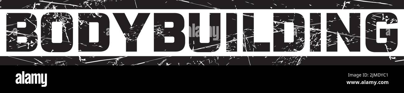 A text "BODYBUILDING" between two black lines against the gray ...