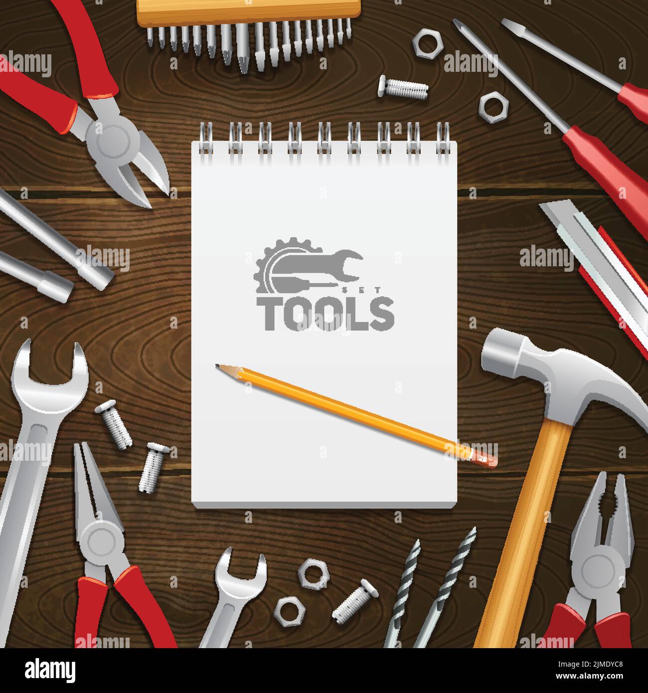Carpentry construction repair instruments tools with notebook ...