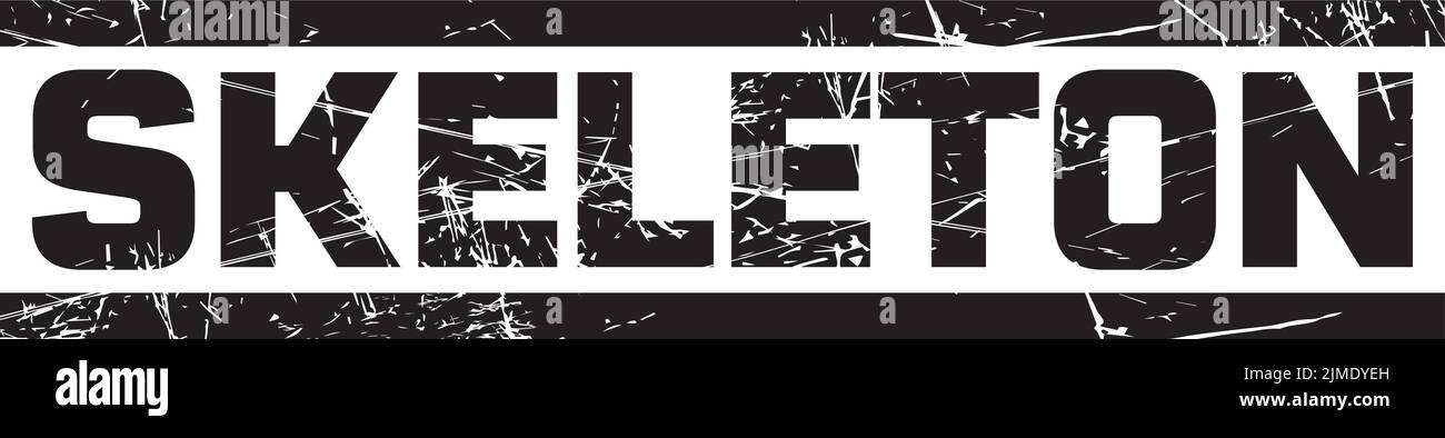 A Text SKELETON Between Two Black Lines Against The Gray Background 