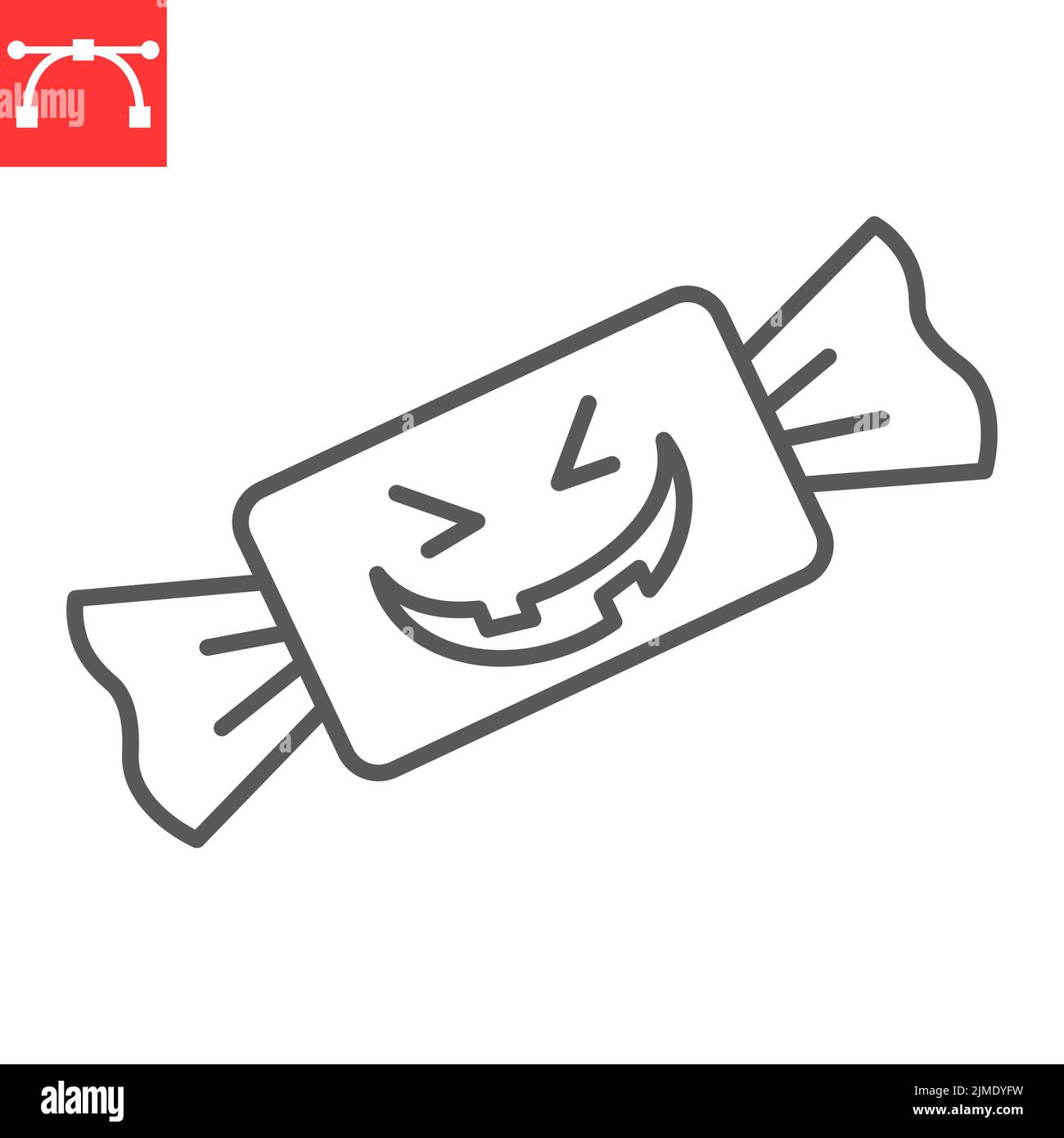 Halloween candy with face line icon, sweet and party, halloween candy ...