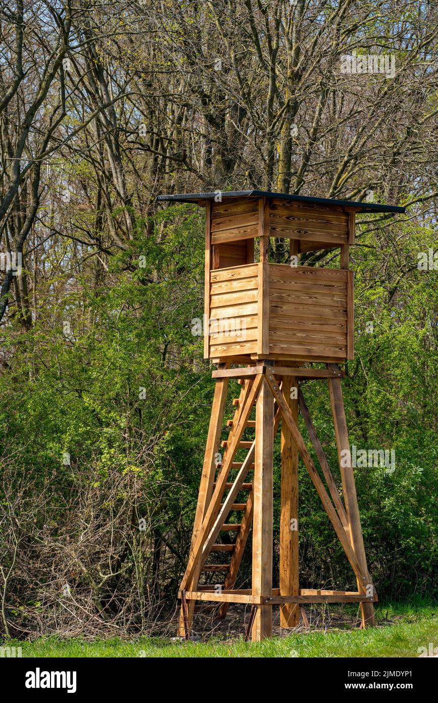 Hunter house in forest. Wooden Hunting Lodge Stock Photo - Alamy