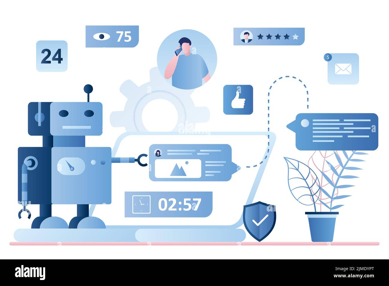 Chatbot robot concept background. Dialog help service. User avatar on ... Chatbot robot concept background. Dialog help service. User avatar on ...