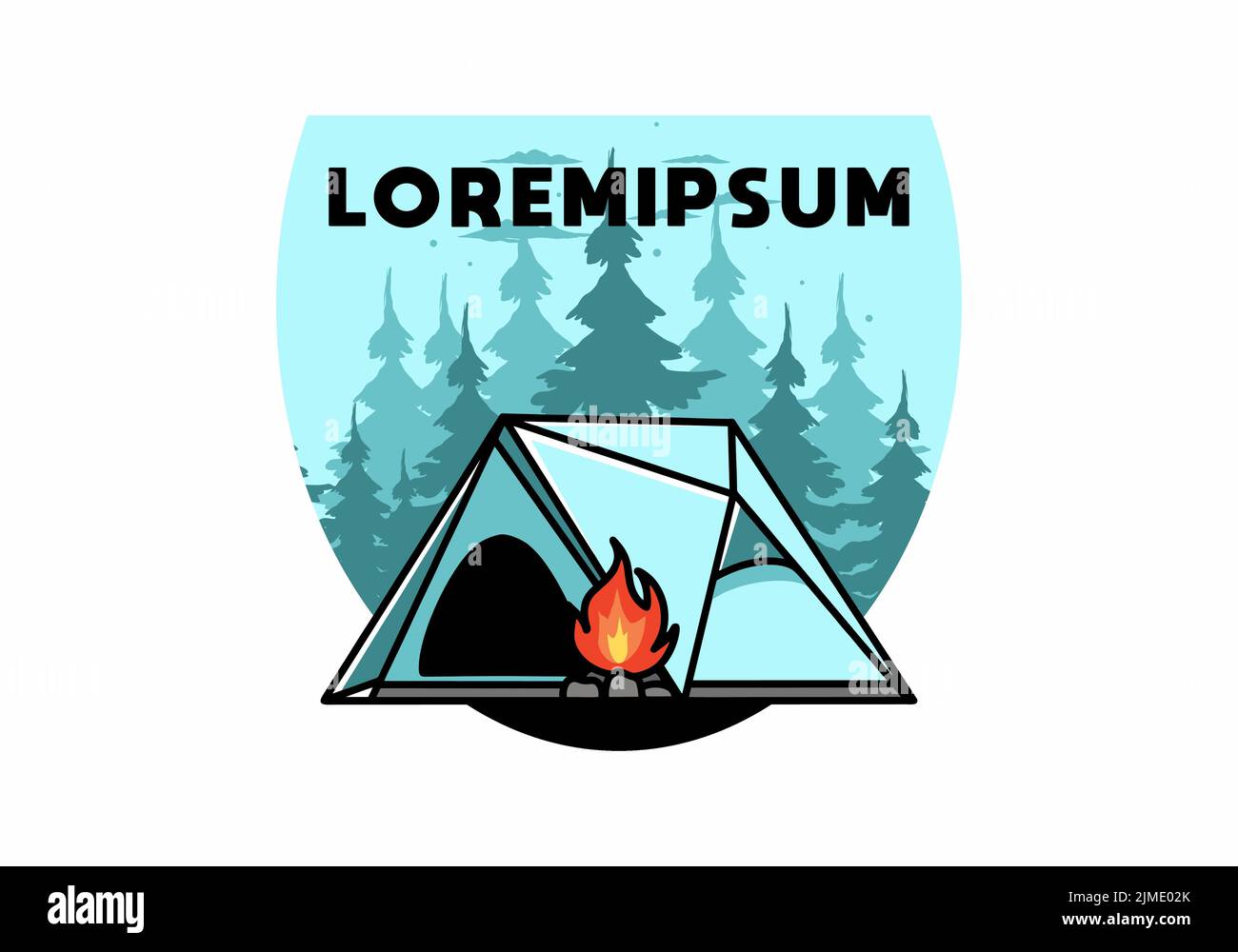 Illustration design of a triangle camping tent and bonfire Stock Vector ...