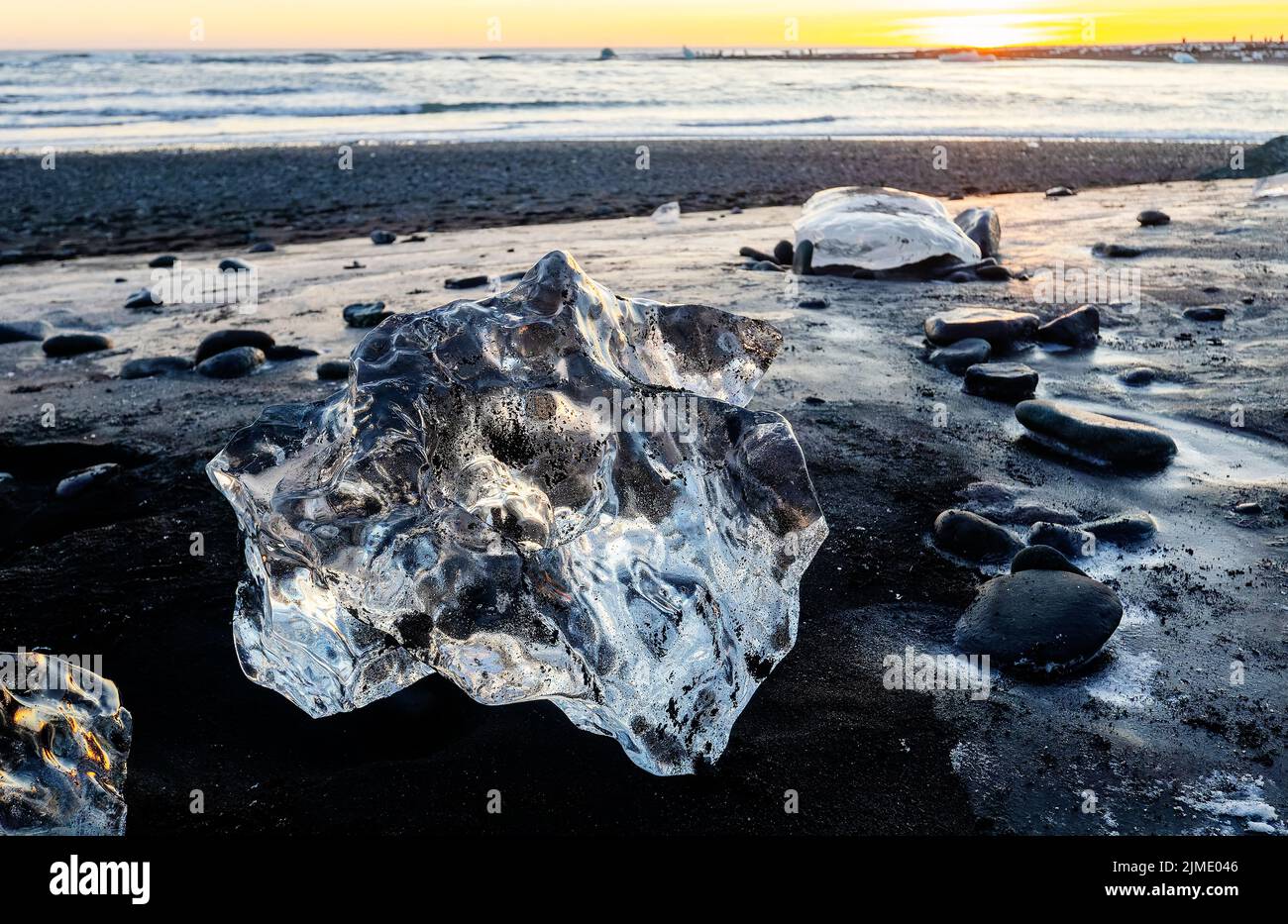 Diamond Beach at the Glacier Lagoon JÃ¶kulsarlon in Iceland, Europe ...