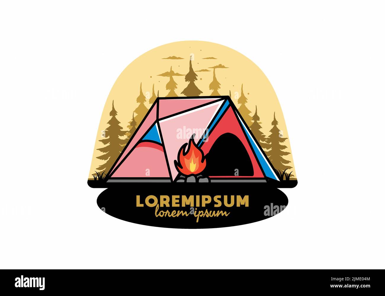 Illustration design of a triangle camping tent and bonfire Stock Vector ...