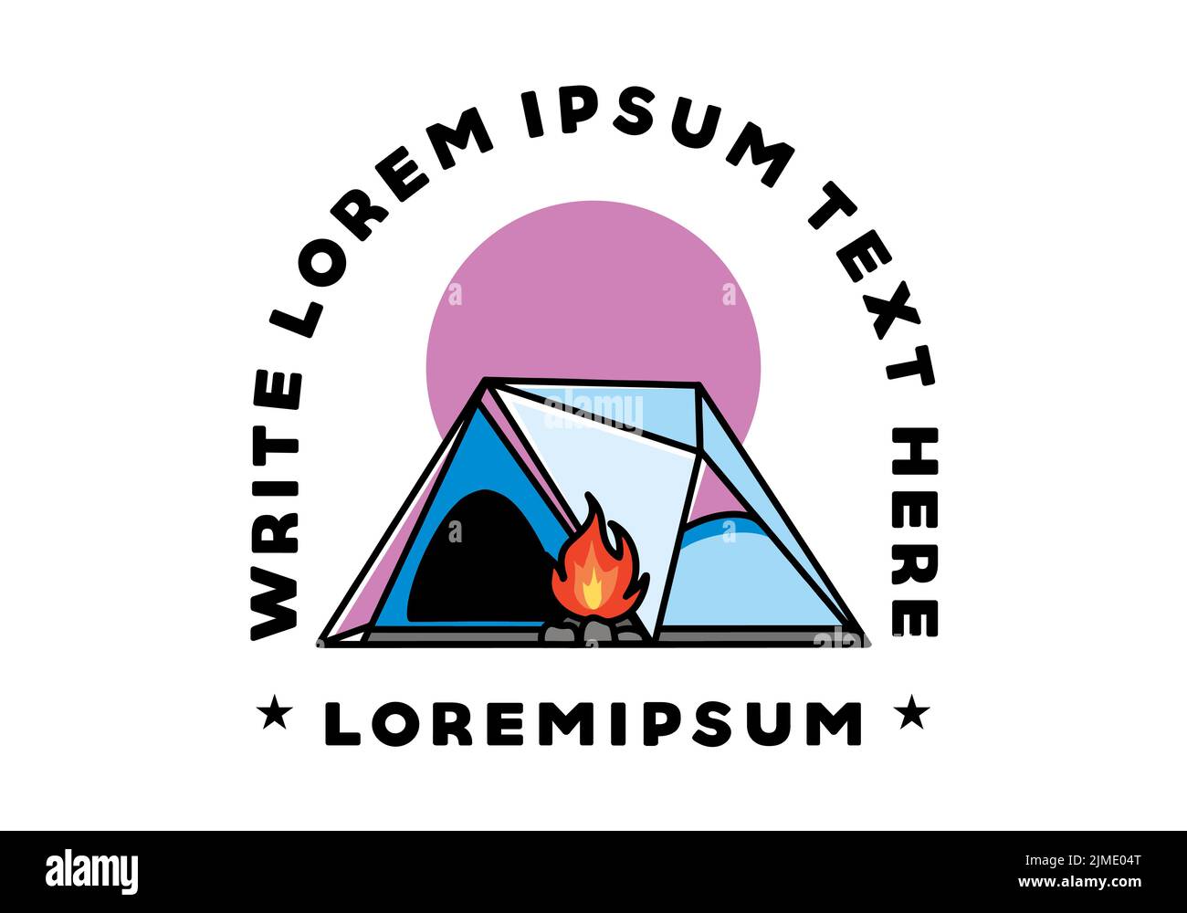 Illustration design of a triangle camping tent and bonfire Stock Vector ...