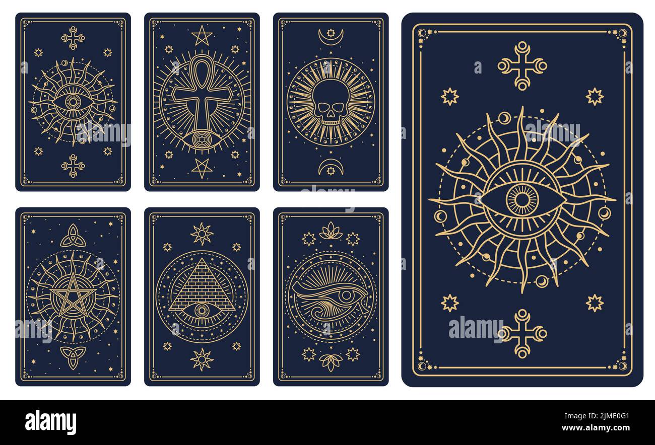 Tarot cards. Astrology card occult mason symbols, tarot arcana cards ...