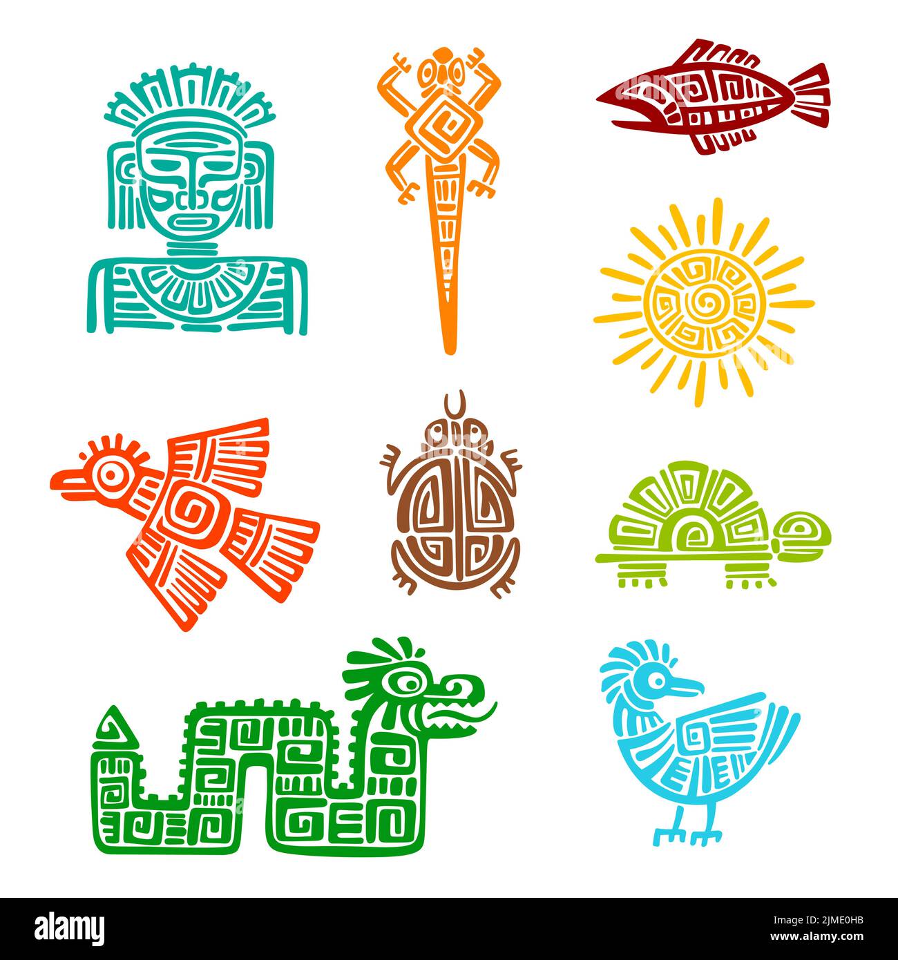 Mayan aztec totem animals, vector animal symbols with tribal ethnic ...