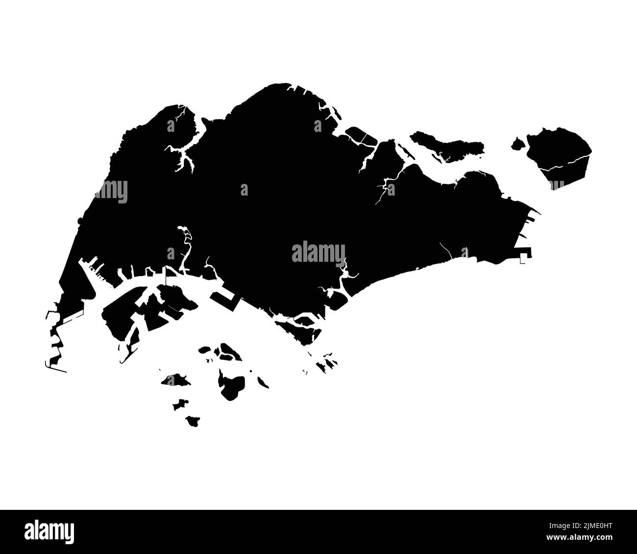 Singapore Map. Singaporean Country Map. Black and White SG National ...