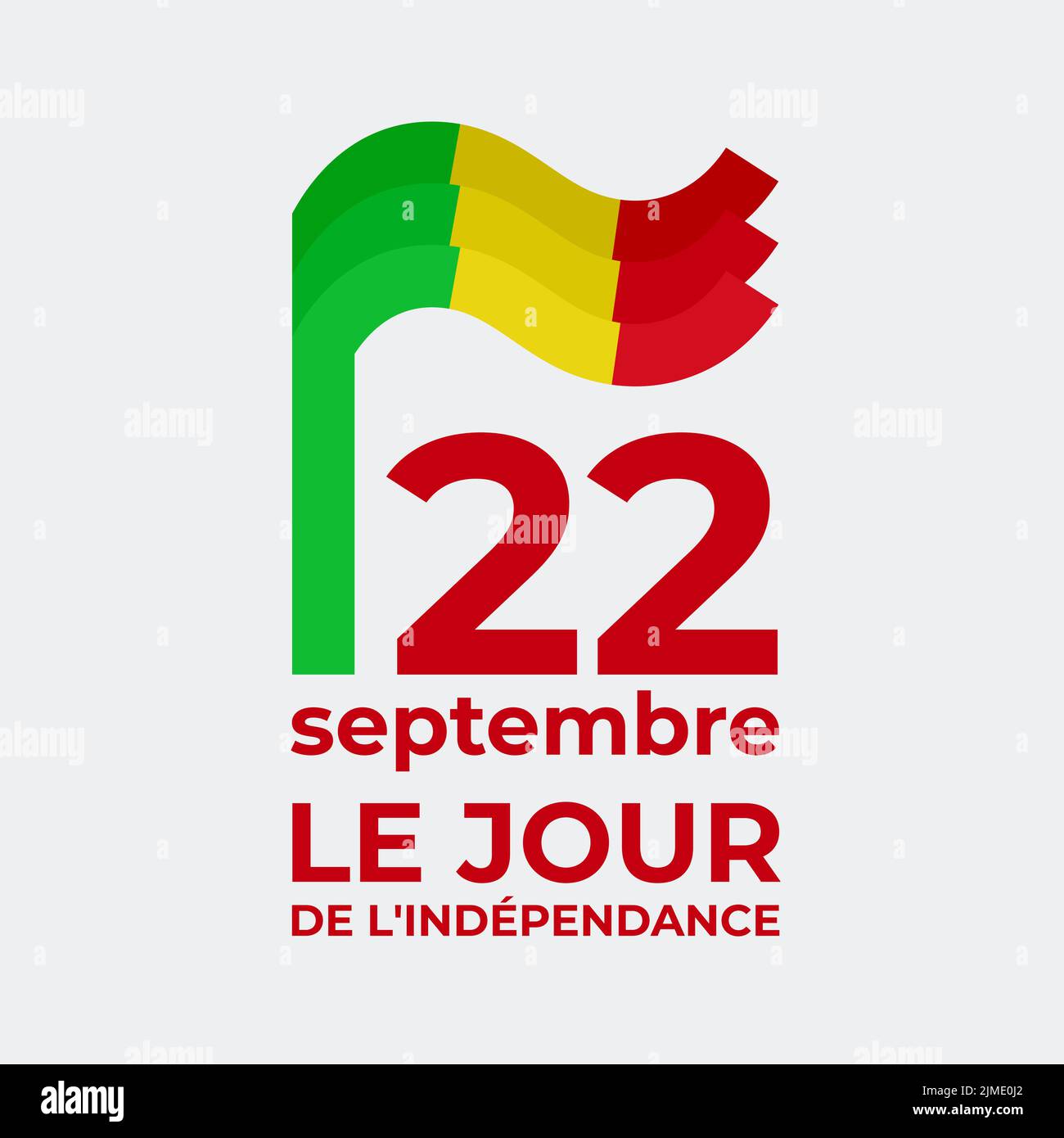 September 22, mali independence day. Vector template with wavy flag in ...