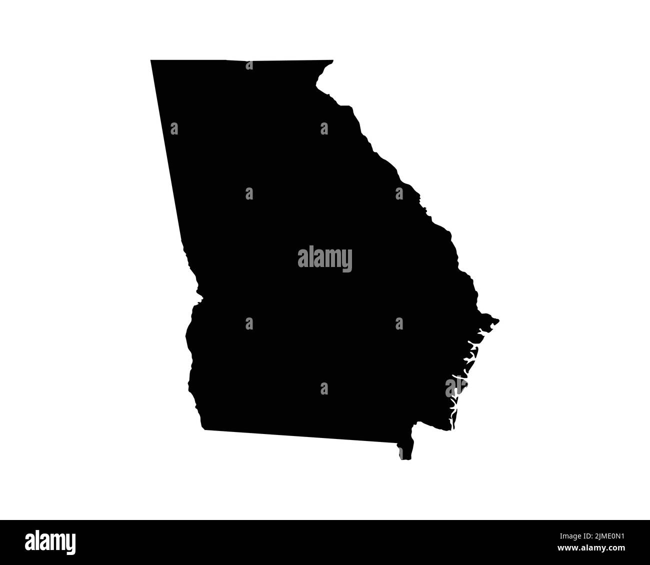 Georgia US Map. GA USA State Map. Black and White Georgian State Border ...