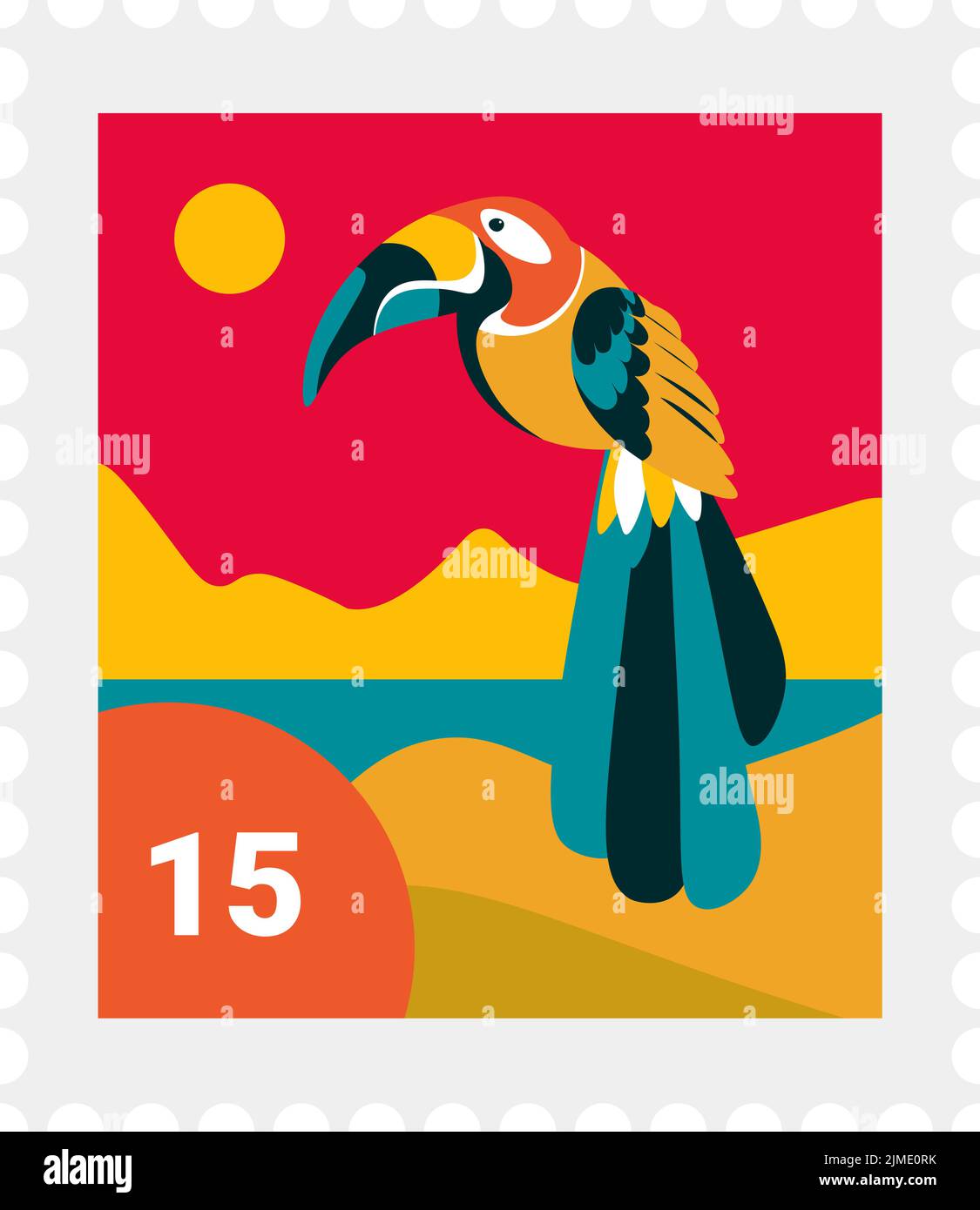 Exotic bird, post mark or label with avian vector Stock Vector Image ...