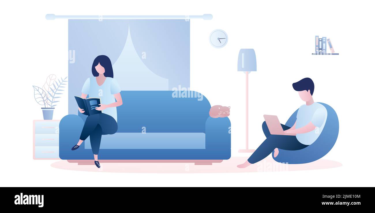 Husband wife rest on Stock Vector Images - Alamy