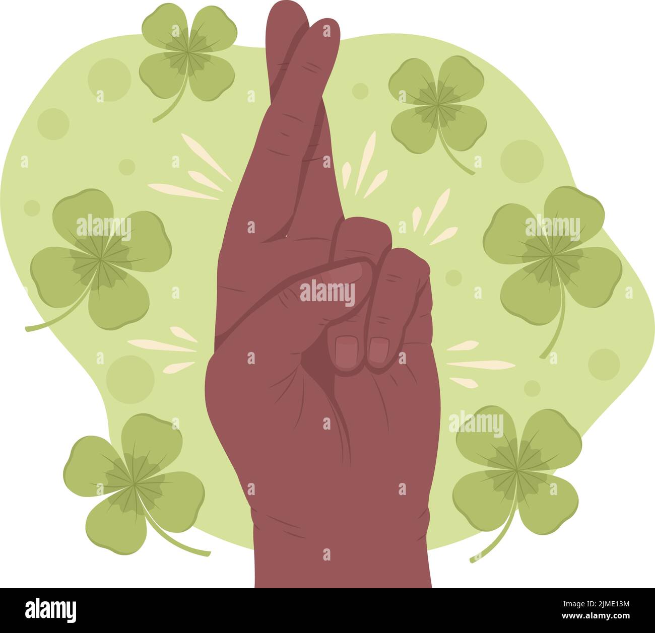 Crossed fingers for luck 2D vector isolated illustration Stock Vector ...