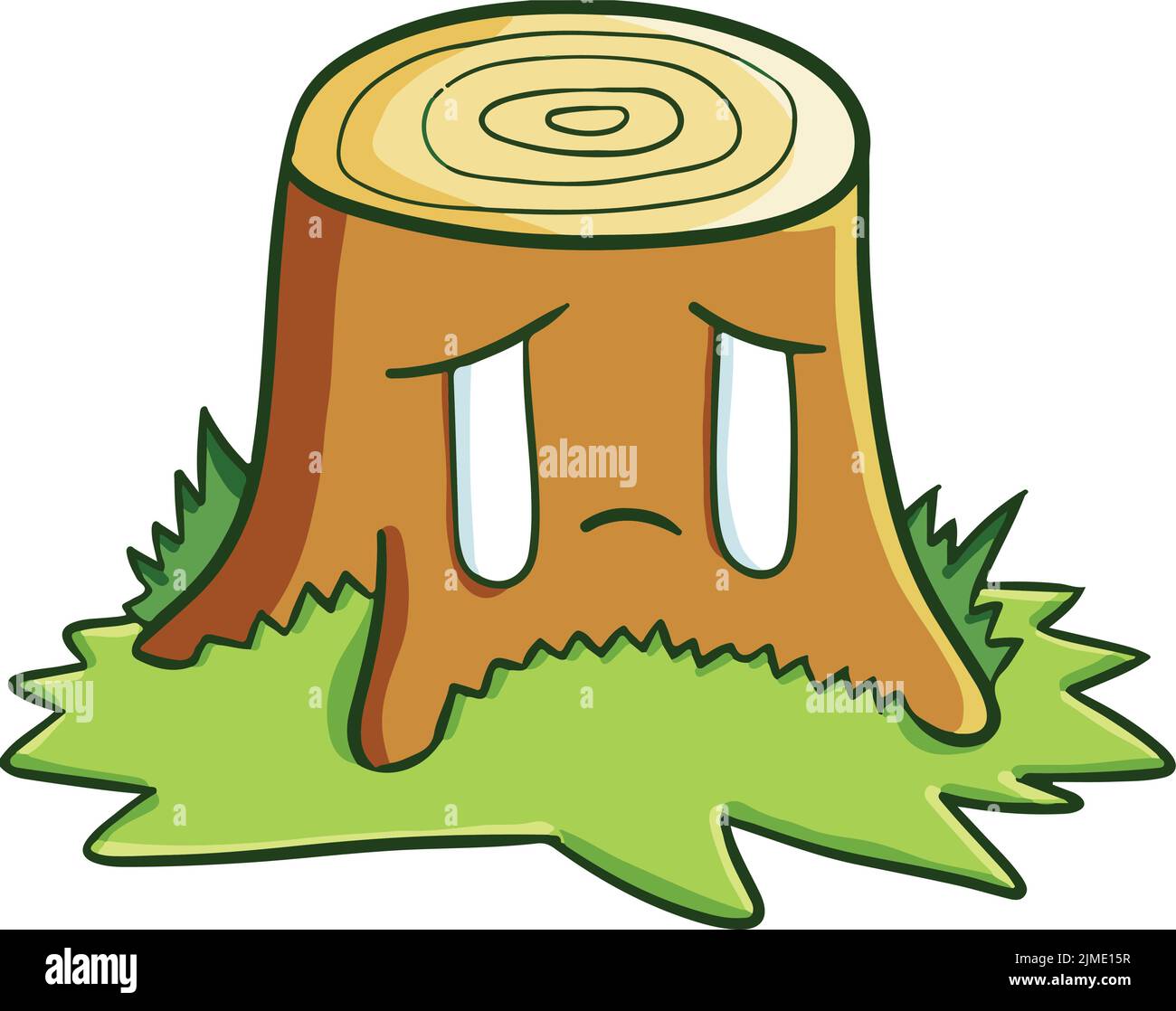 A vector illustration of a sad tree stump on a white background Stock ...