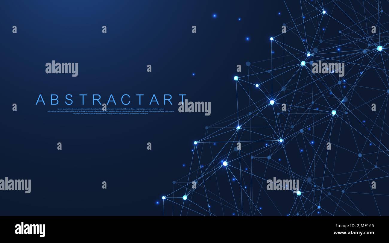 Technology abstract lines and dots connection background. Connection digital data and big data ...