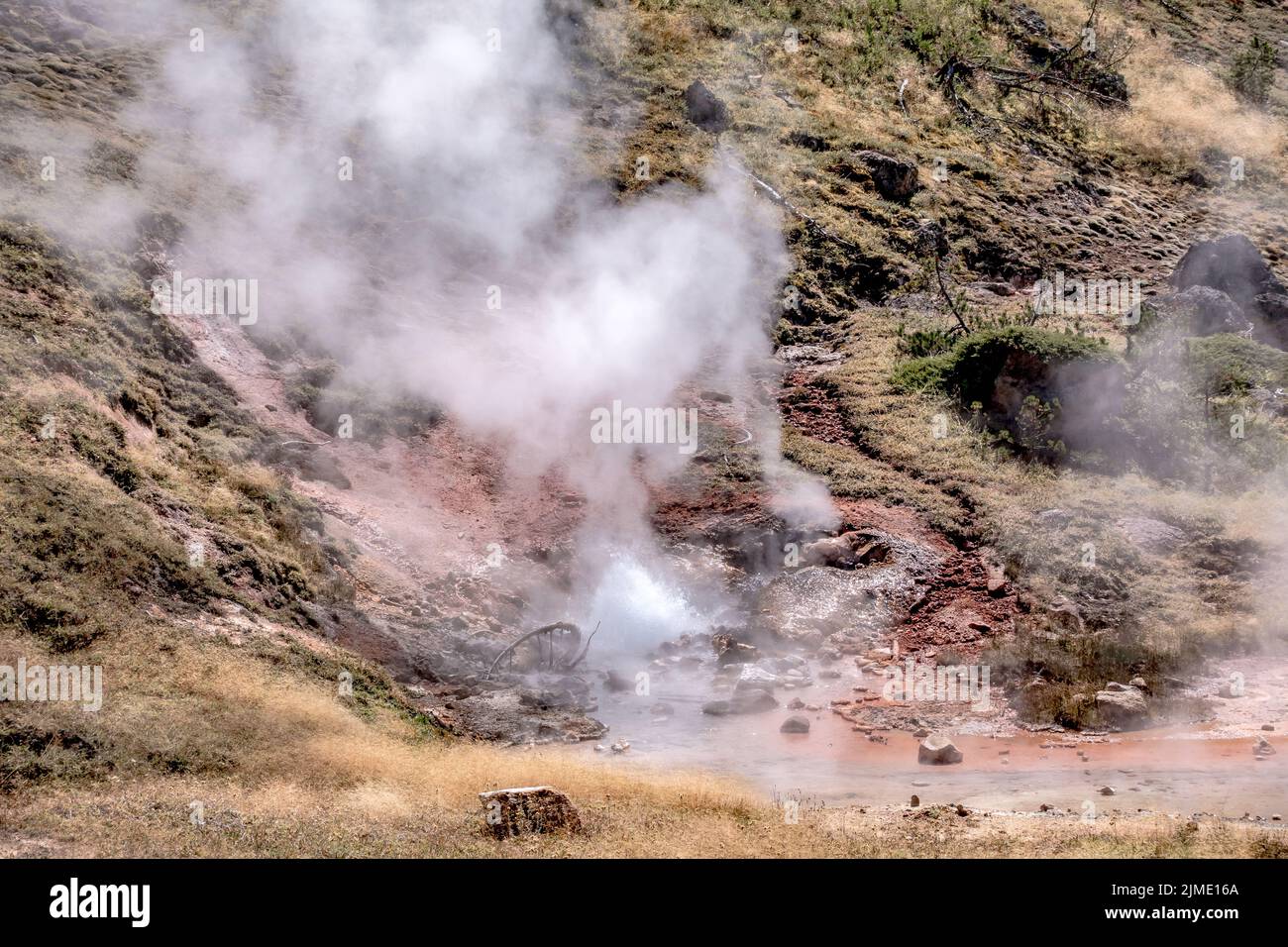 Eruption of Old Faithful geyser at Yellowstone Nationl park Stock Photo ...
