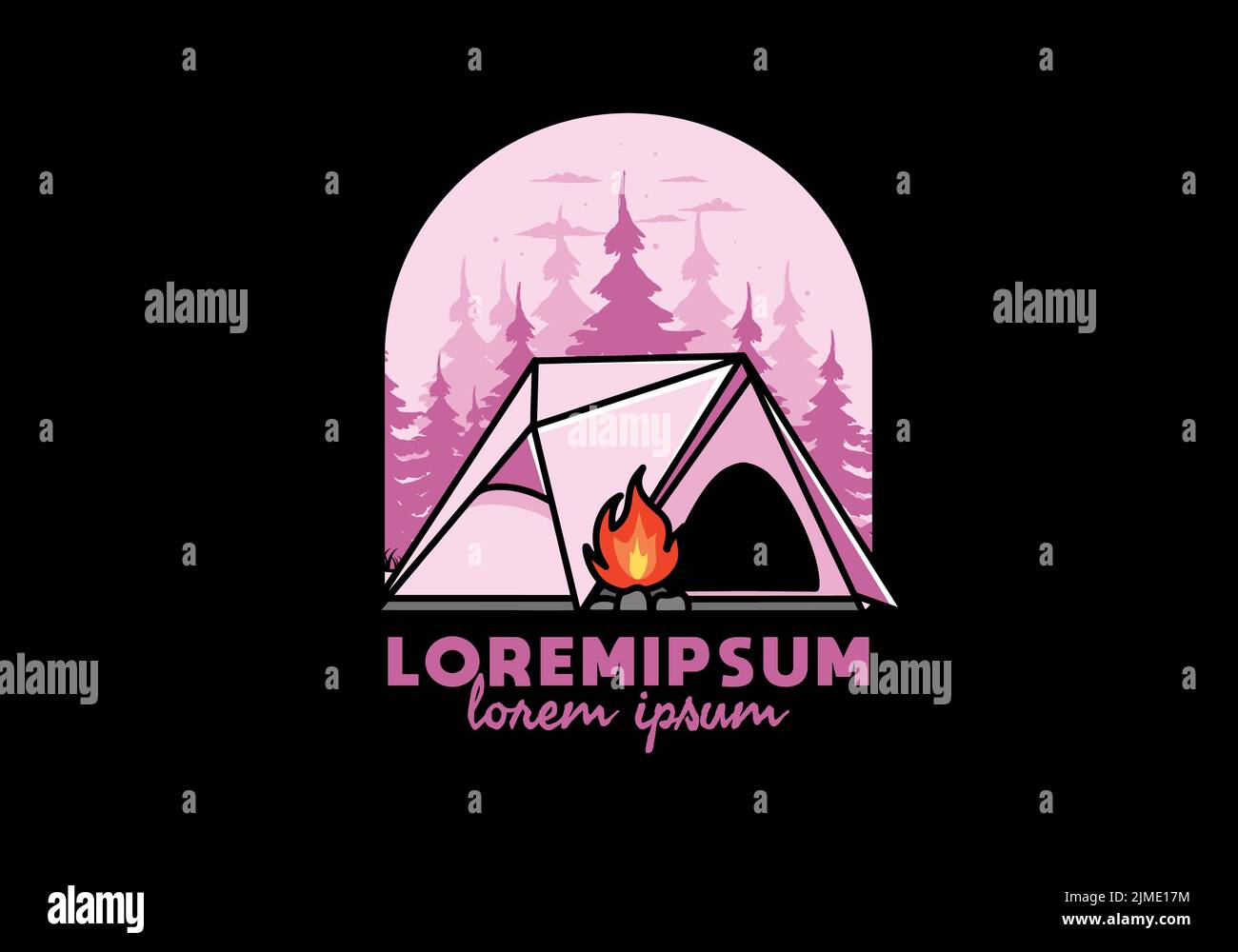 Illustration design of a triangle camping tent and bonfire Stock Vector ...