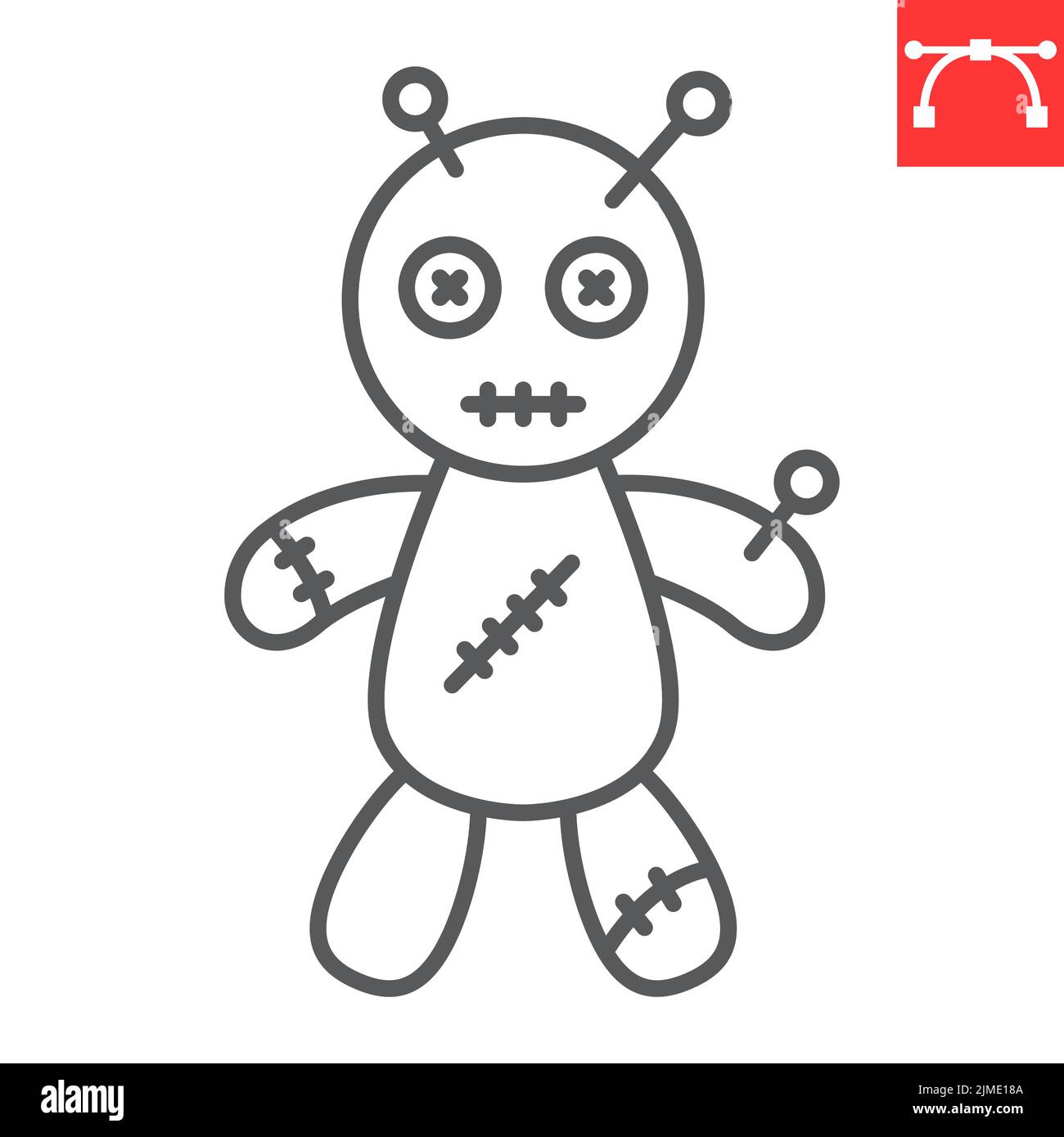 Voodoo Doll Line Icon Halloween And Dead Voodoo Doll Vector Icon