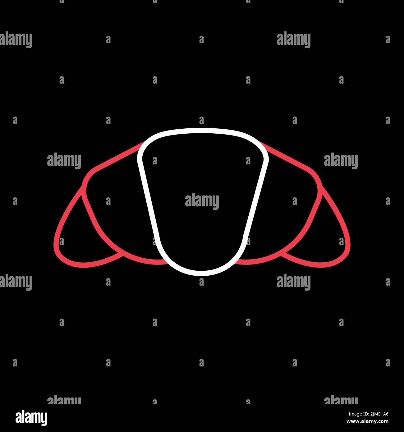 Croissant vector isolated on black background icon. Fast food sign ...