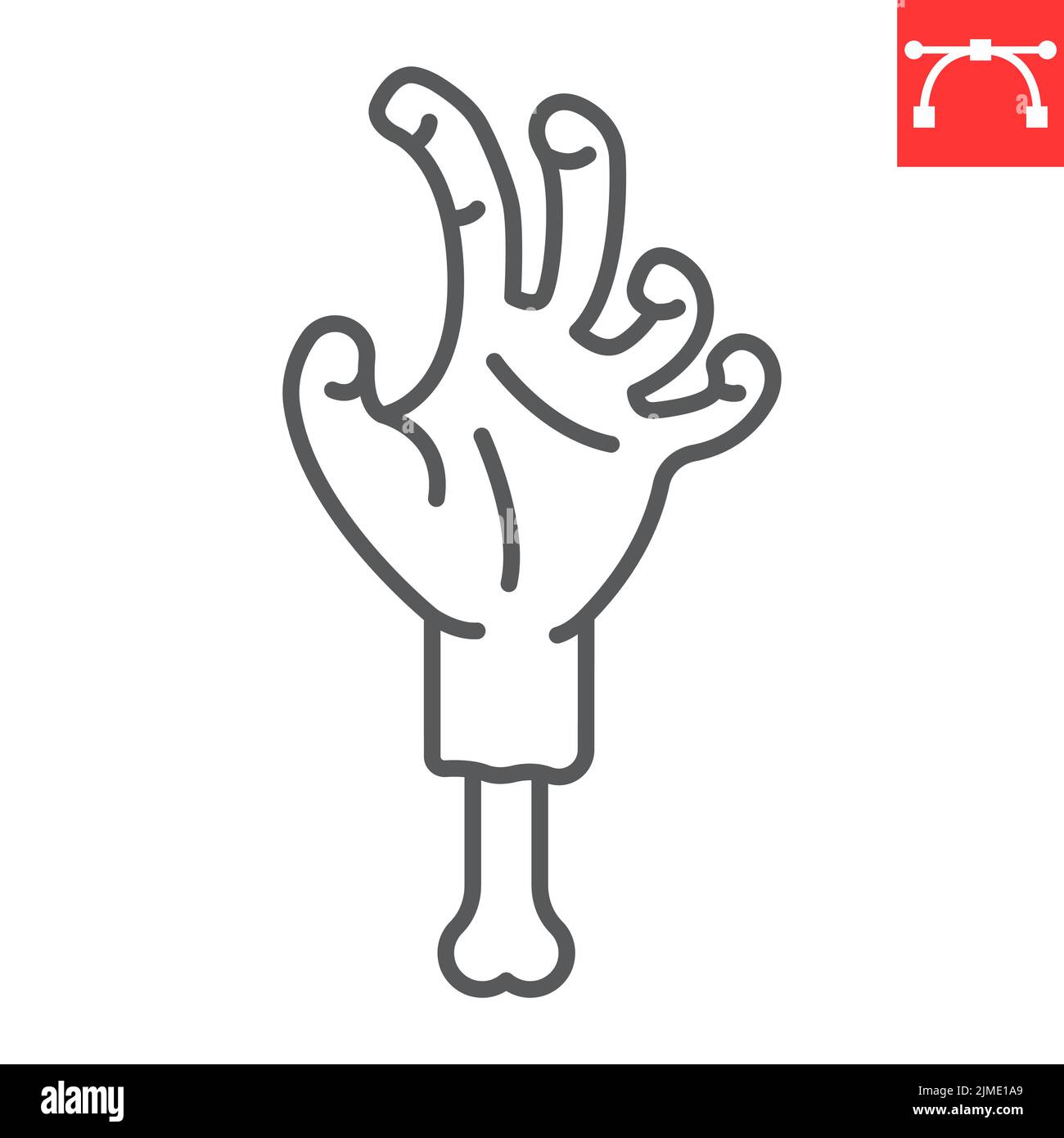 Zombie hand line icon, halloween and creepy, scary hand vector icon ...