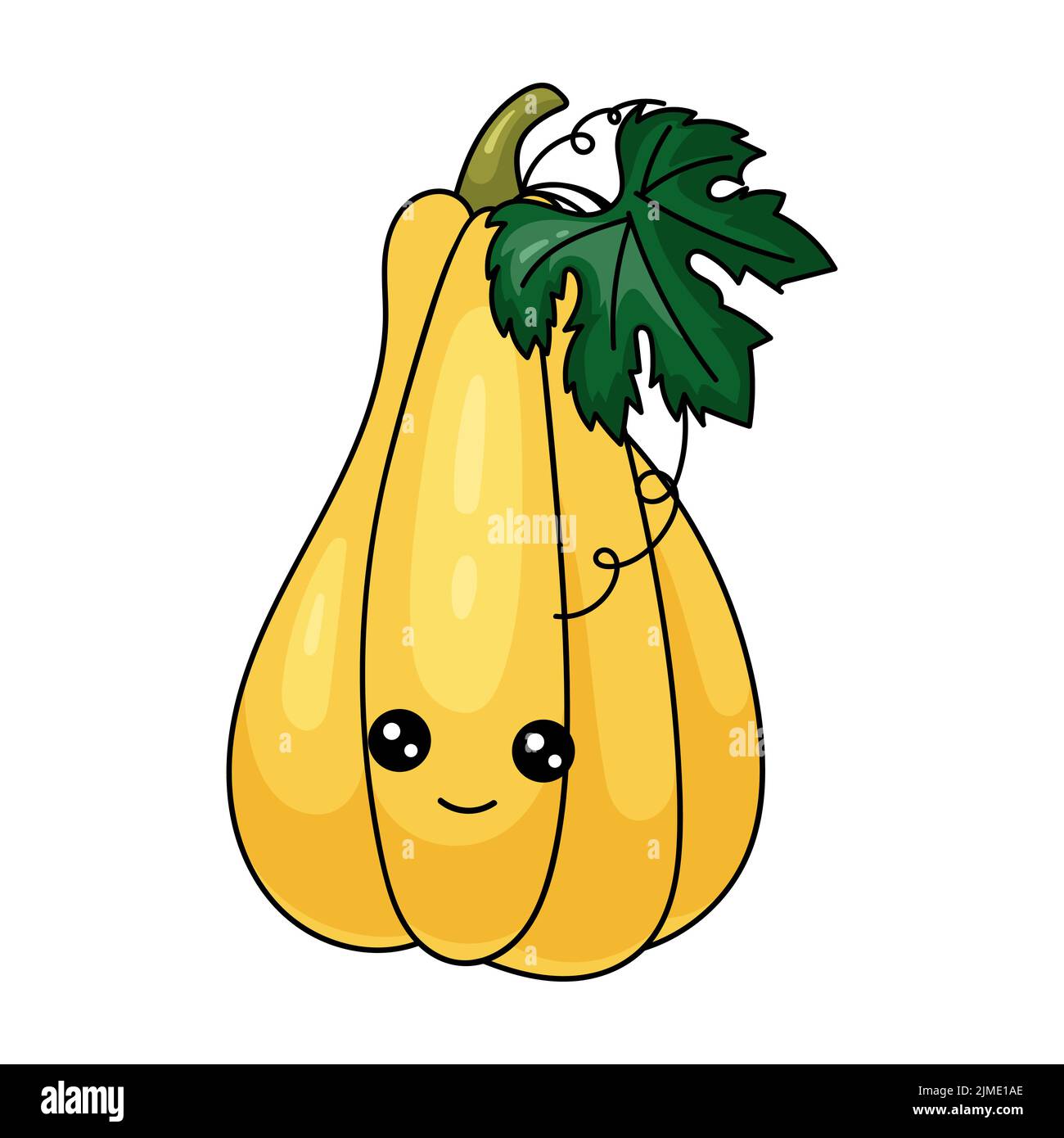 Isolated vector cartoon orange pumpkin with kawaii face on white ...