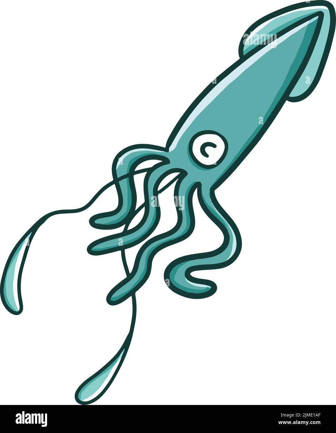 A vector of a cartoon squid with a white background Stock Vector Image ...