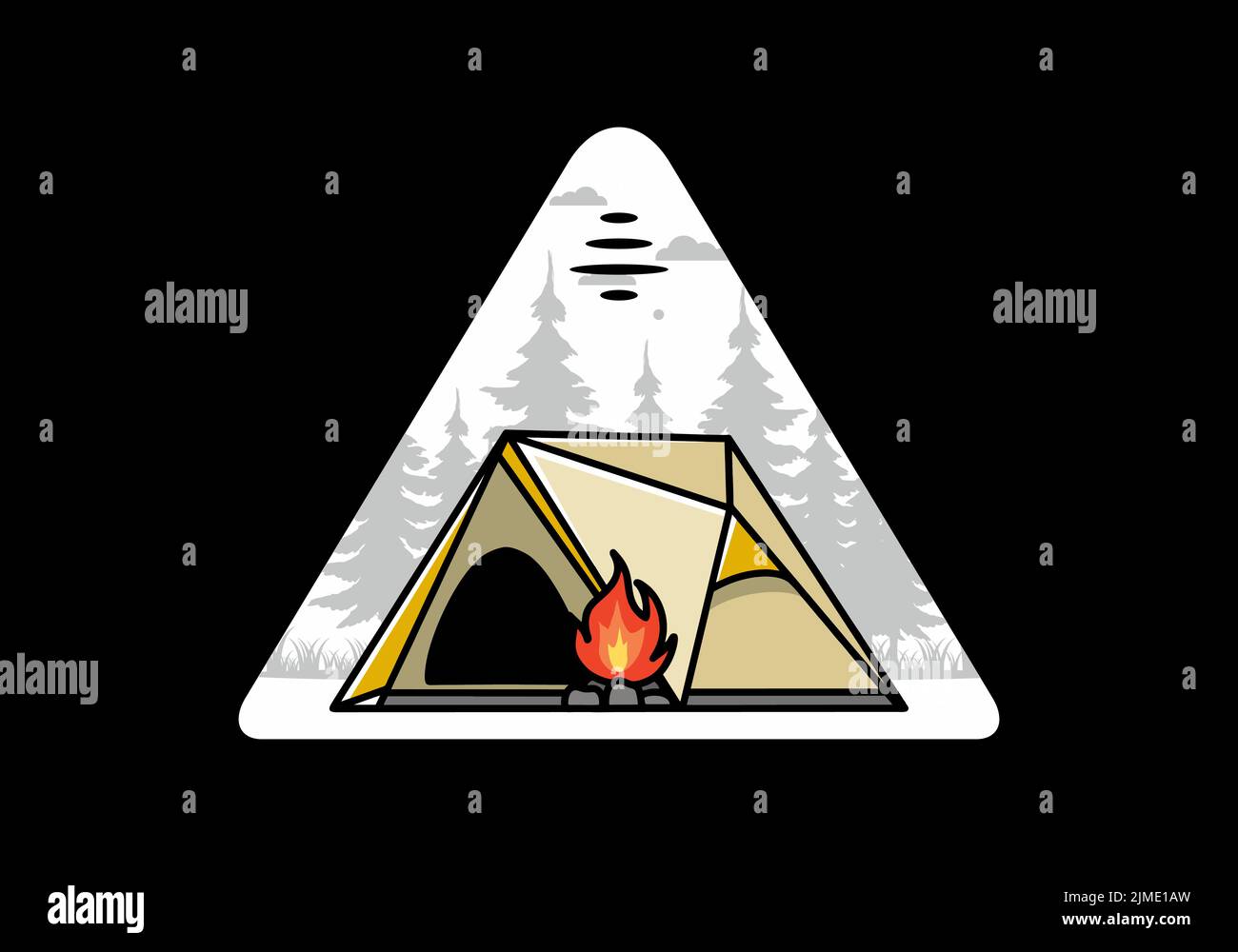 Illustration design of a triangle camping tent and bonfire Stock Vector ...