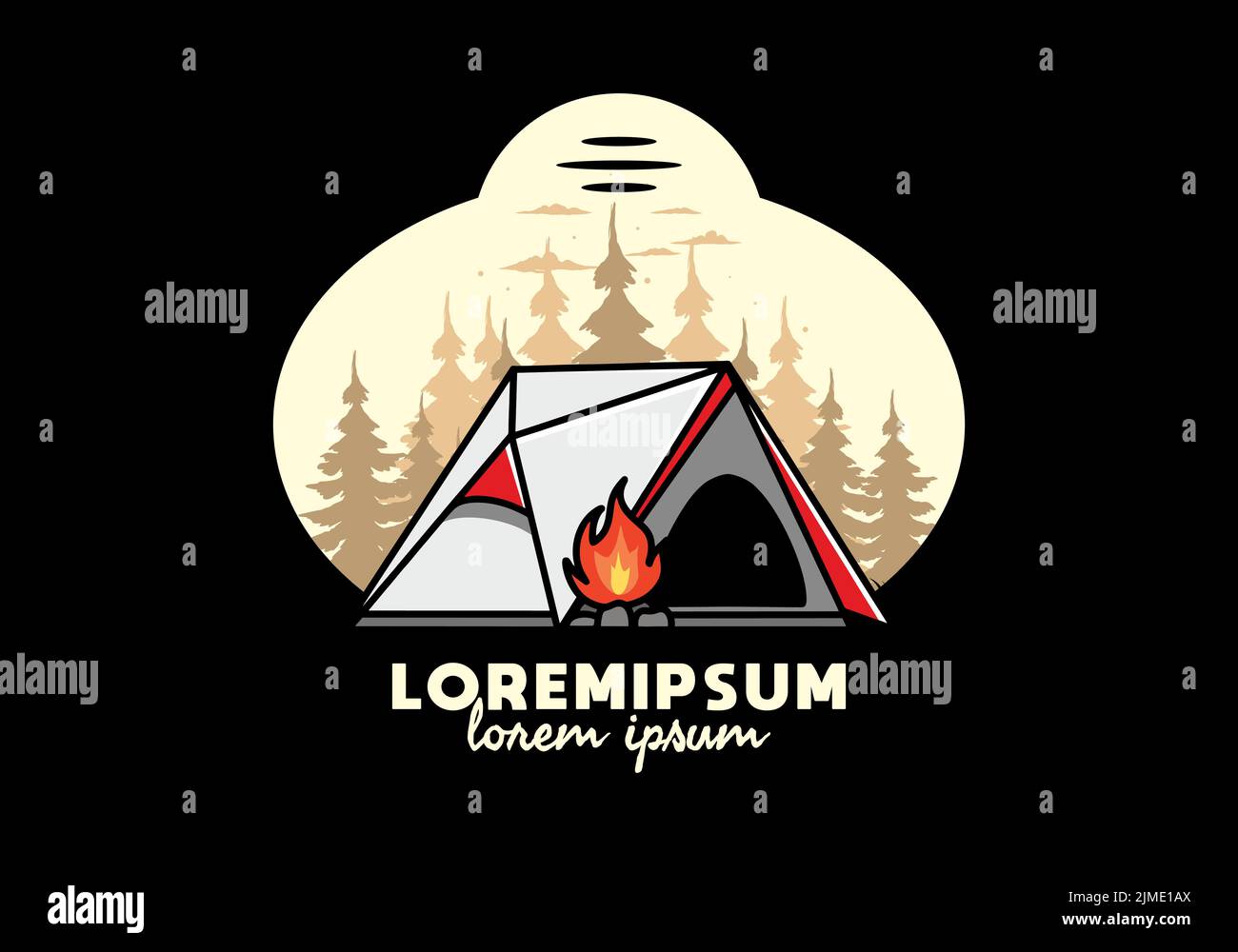 Illustration design of a triangle camping tent and bonfire Stock Vector ...