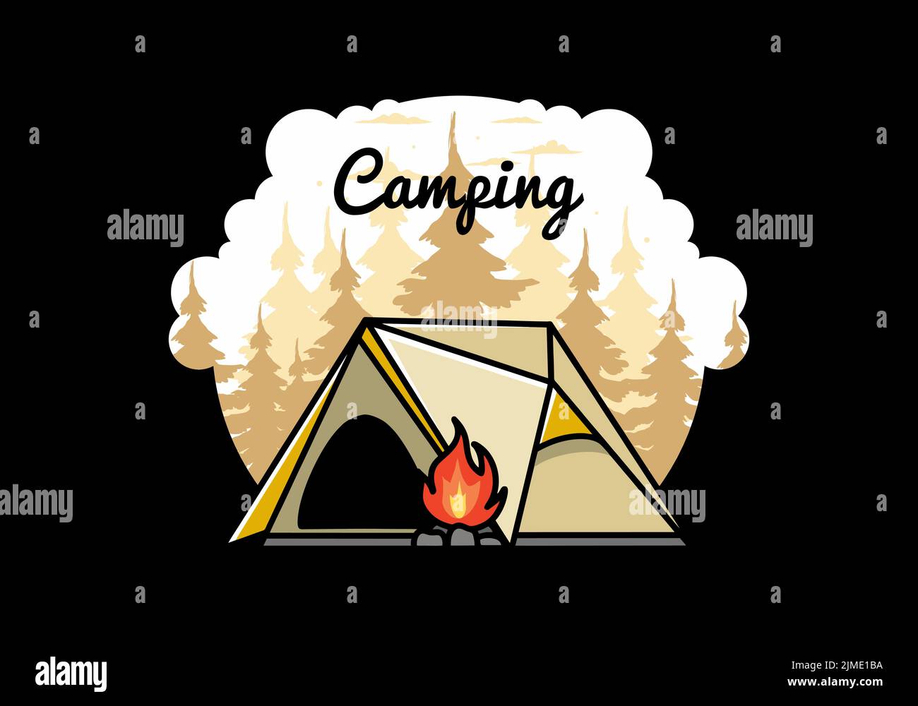Illustration design of a triangle camping tent and bonfire Stock Vector ...