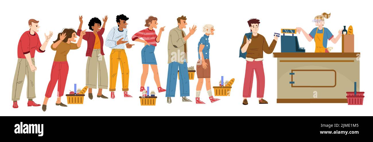 Angry customers line Cut Out Stock Images & Pictures - Alamy