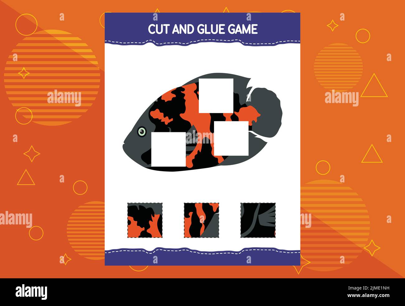 Cut and glue game for kids with fish. Cutting practice for preschoolers ...