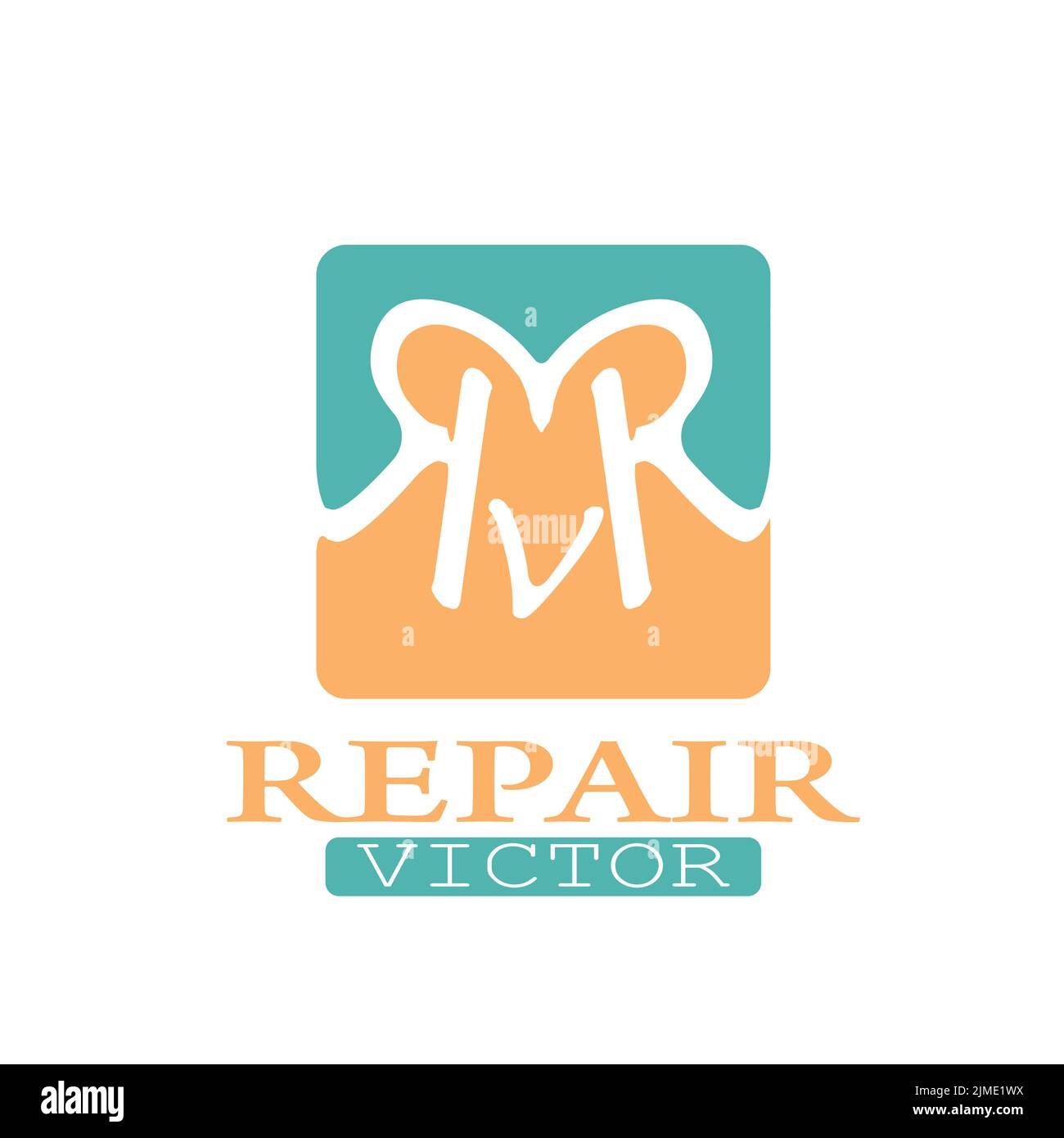 A repair logo with two letter R in green and orange colors Stock Vector ...