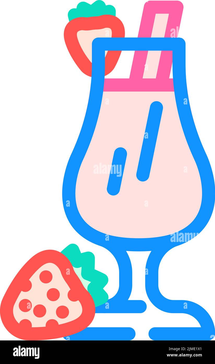 strawberry cocktail color icon vector illustration Stock Vector Image ...