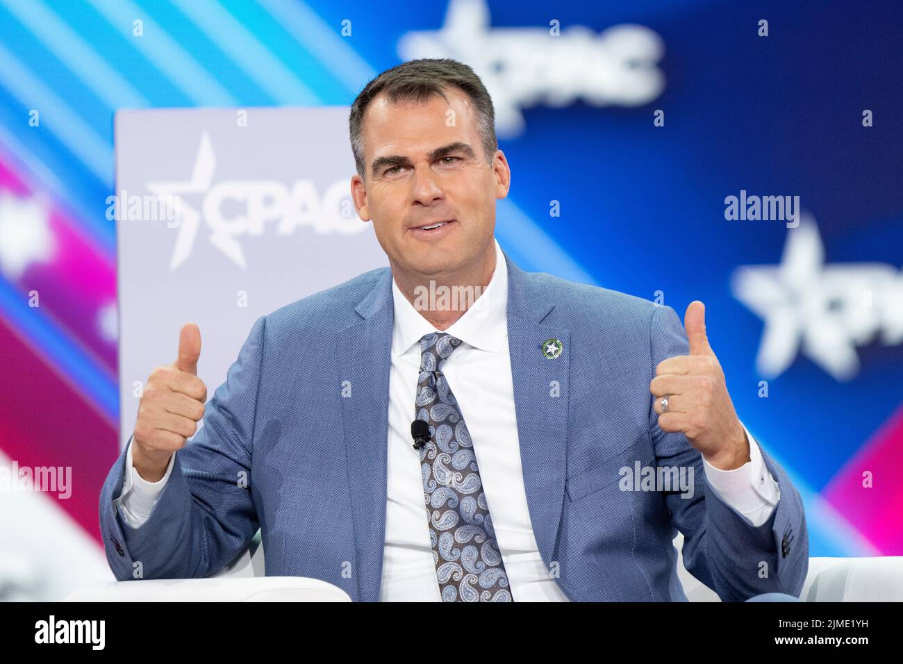 Dallas, TX - August 5, 2022: Governor of Oklahoma Kevin Stitt speaks ...