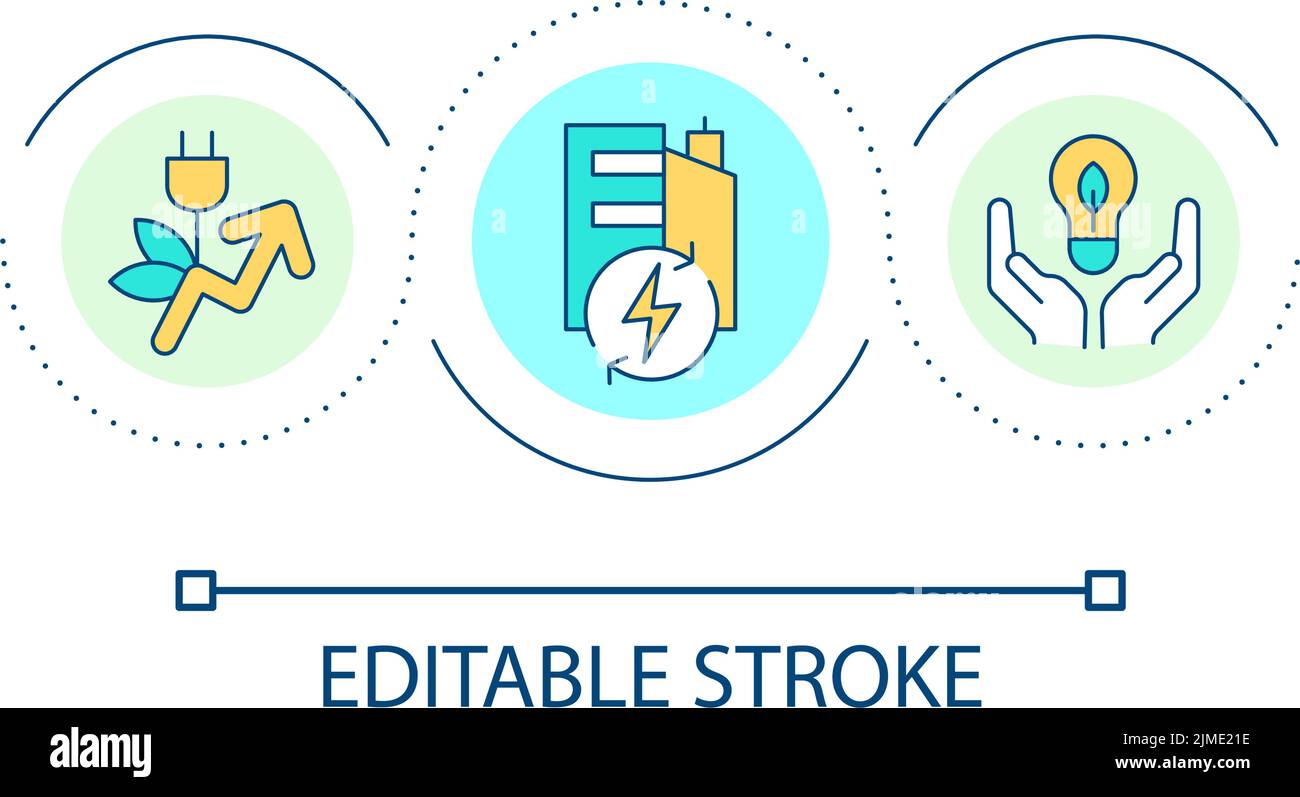 Energy efficiency at workplace loop concept icon Stock Vector Image ...