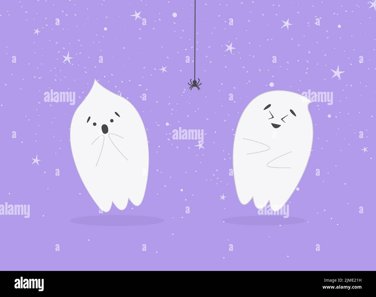 Halloween background with two ghost and spider Stock Vector Image & Art ...