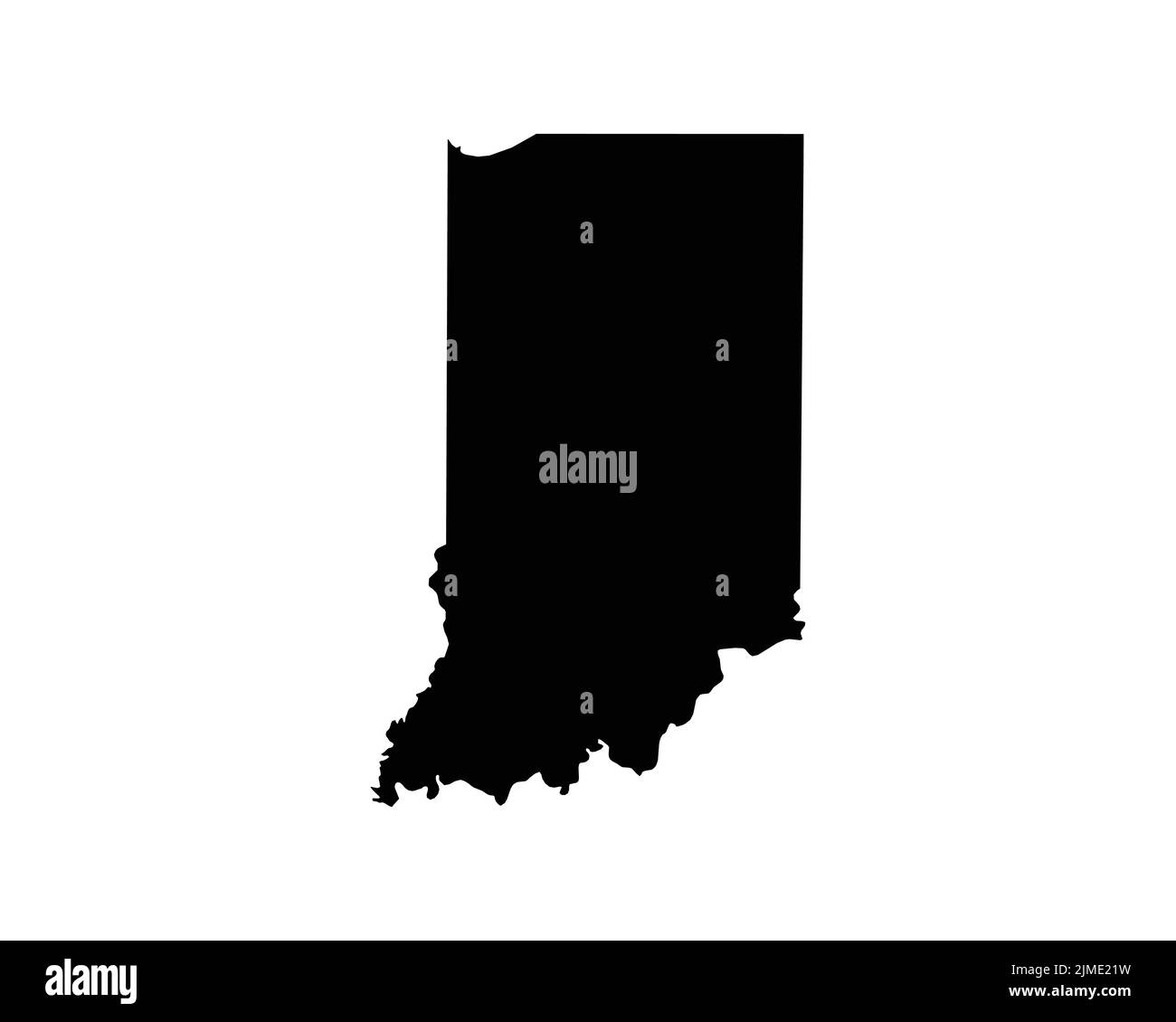 Indiana US Map. IN USA State Map. Black and White Hoosier State Border ...