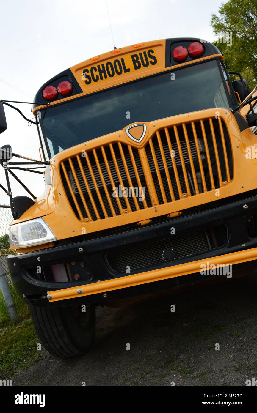 Low Angle School Bus Stock Photo - Alamy