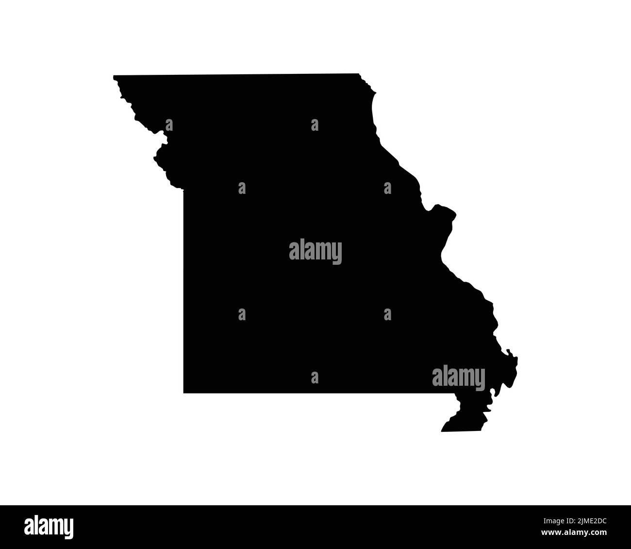 Missouri US Map. MO USA State Map. Black and White Missourian State ...