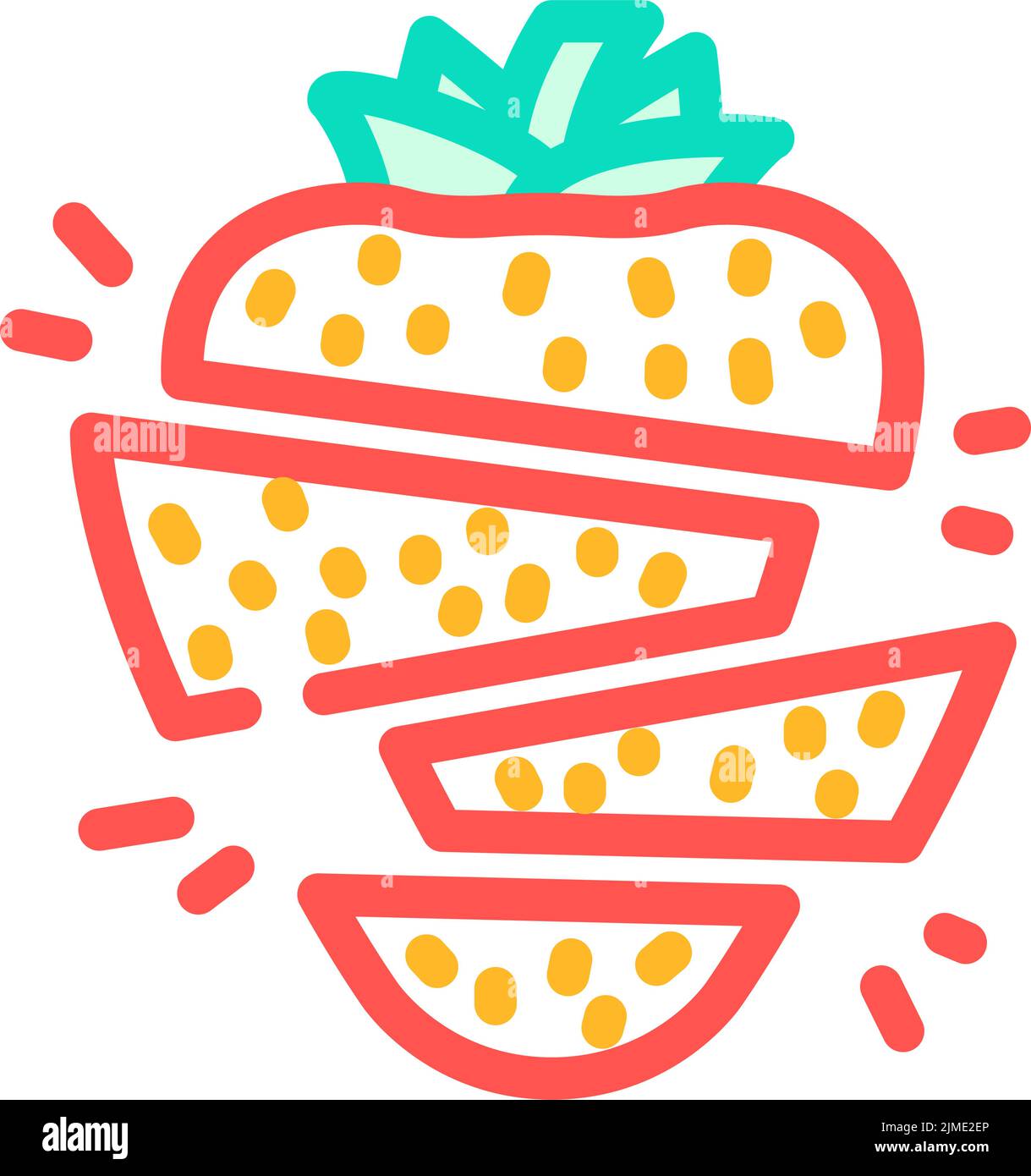 strawberries whole cut pieces color icon vector illustration Stock ...