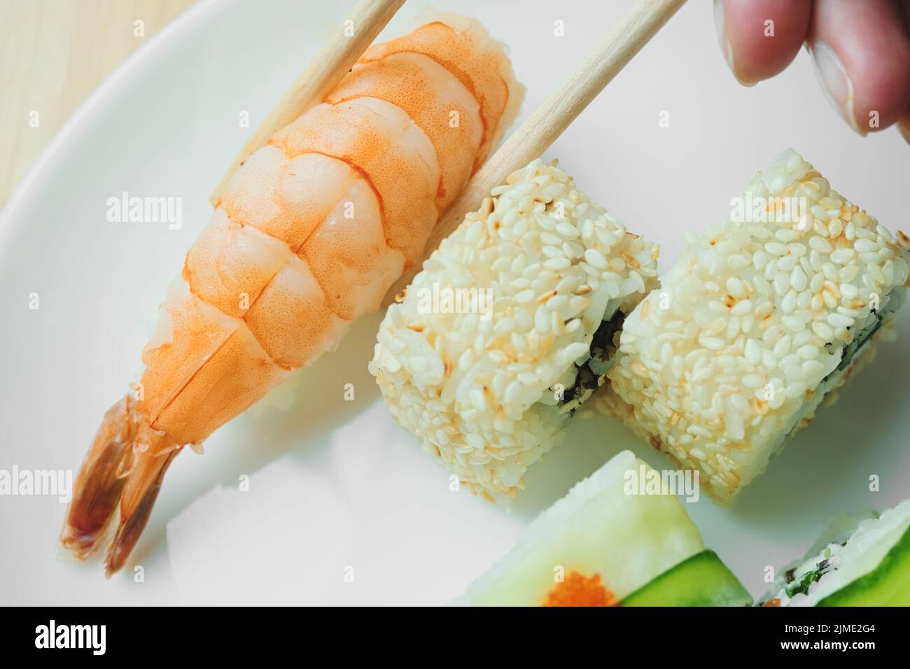 Japanese kitchen. Set of Japanese sushi and rolls. Food sticks Stock ...